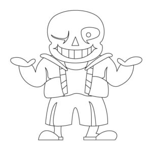 Sans The Skeleton Coloring Page and Tracing Page