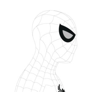 Spiderman Face Side Coloring Page and Tracing Page